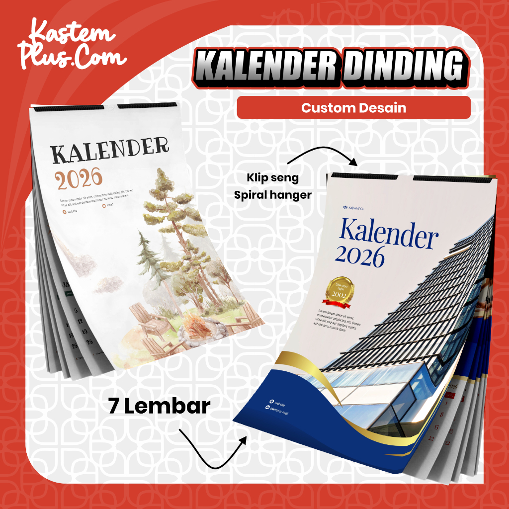 Jual Kalender Dinding 2026 Custom Free Design 7 Lembar A3+ Cetak ...
