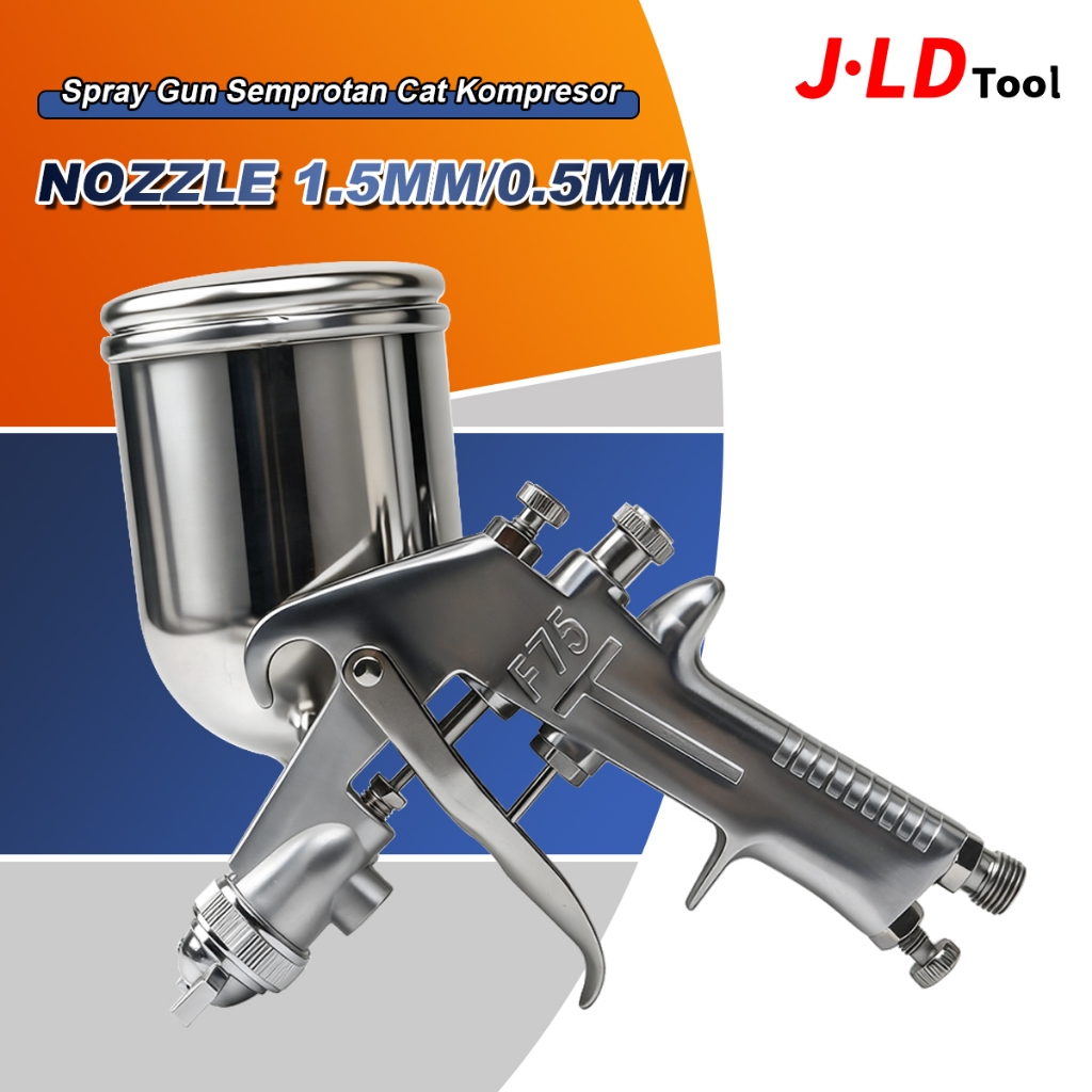 Jual JLD Spray Gun 1.5MM/0.5MM Alat Semprot Cat Tabung Atas Air F75 ...