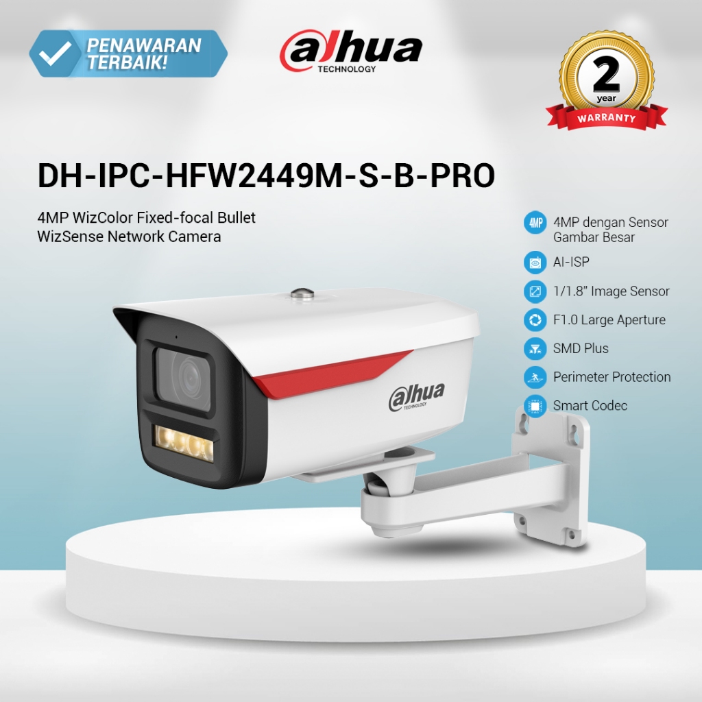 Jual Dahua Wizcolor Camera Series DH-IPC-HFW2449M-S-B-PRO | Kamera CCTV ...