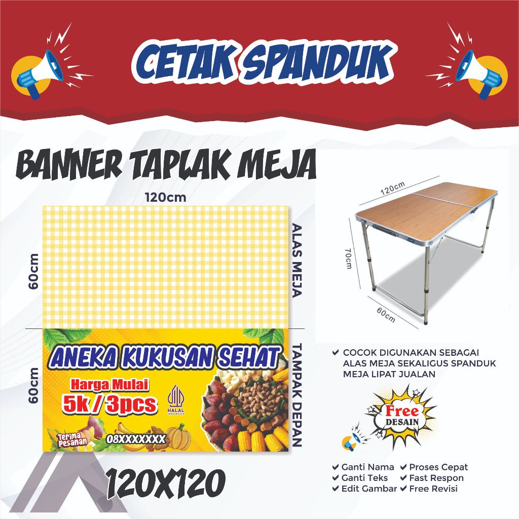 Jual Banner spanduk Taplak Meja Kukusan BISA CUSTOM | Shopee Indonesia