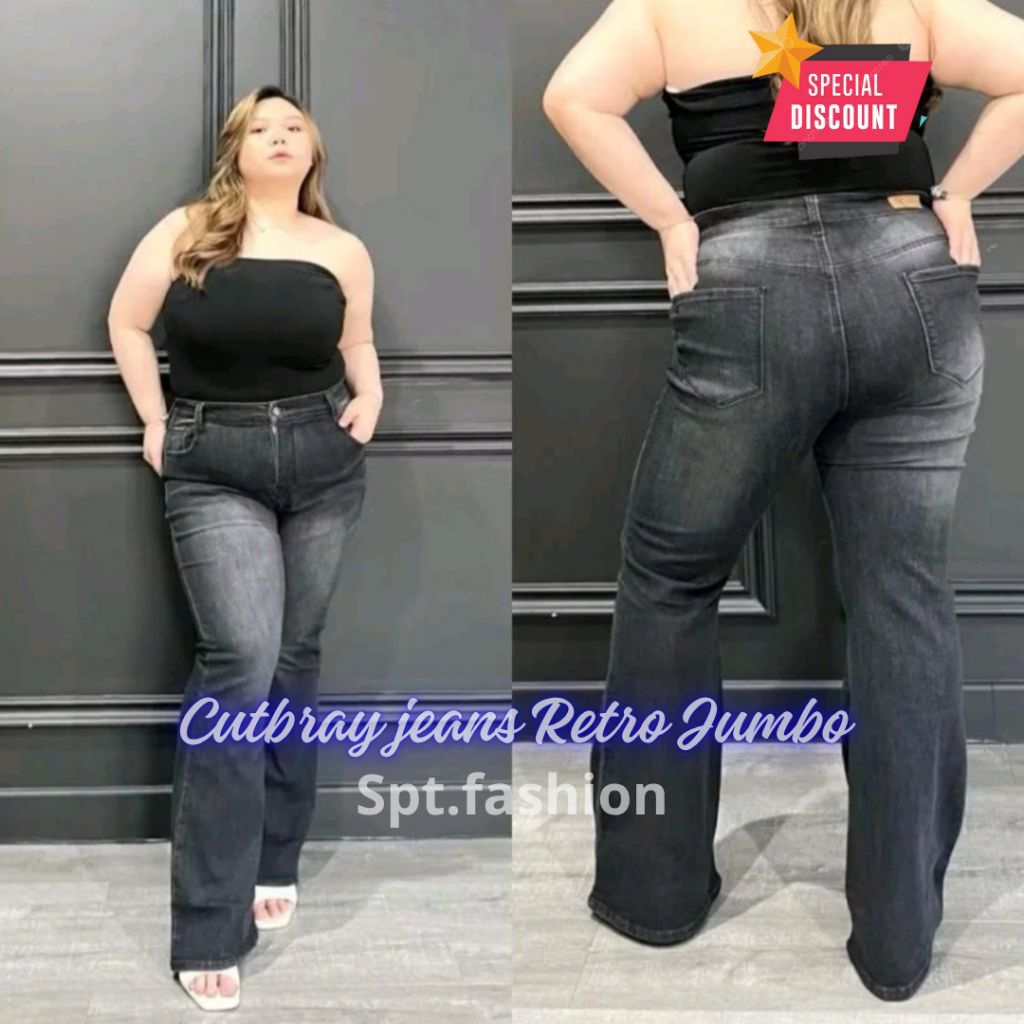 Jual Highwaist Cutbray Jeans Retro Jumbo Stretch Premium - Jeans ...