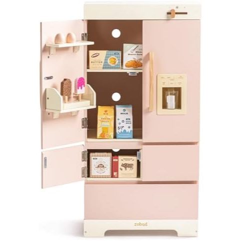 Jual ROBUD Wooden Play Fridge, Kitchen Toy Fridge Freezer Set with Ice ...