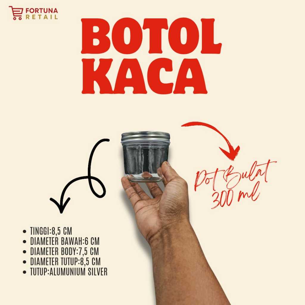 Jual JKPB 300 ML/JAR KACA POT BULAT 300 ML/JAR KACA MASON 300 ML/BOTOL ...