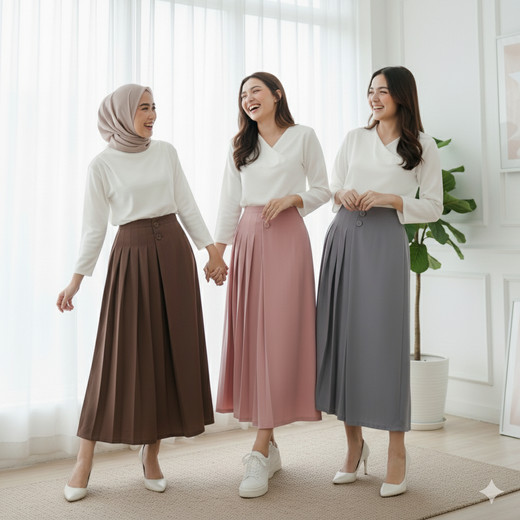 Jual CELANA KULOT HUSNA KANCING 2 LIPIT MODEL ROK SPAN KEKINIAN DAN ...