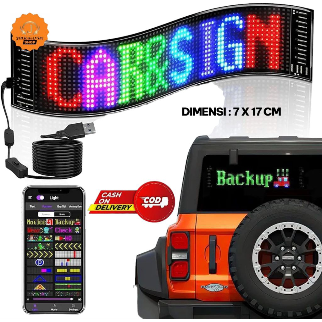 Jual LED Matrix Papan Panel LED Mobil Bluetooth Display Kit 5V 7 x 17 ...