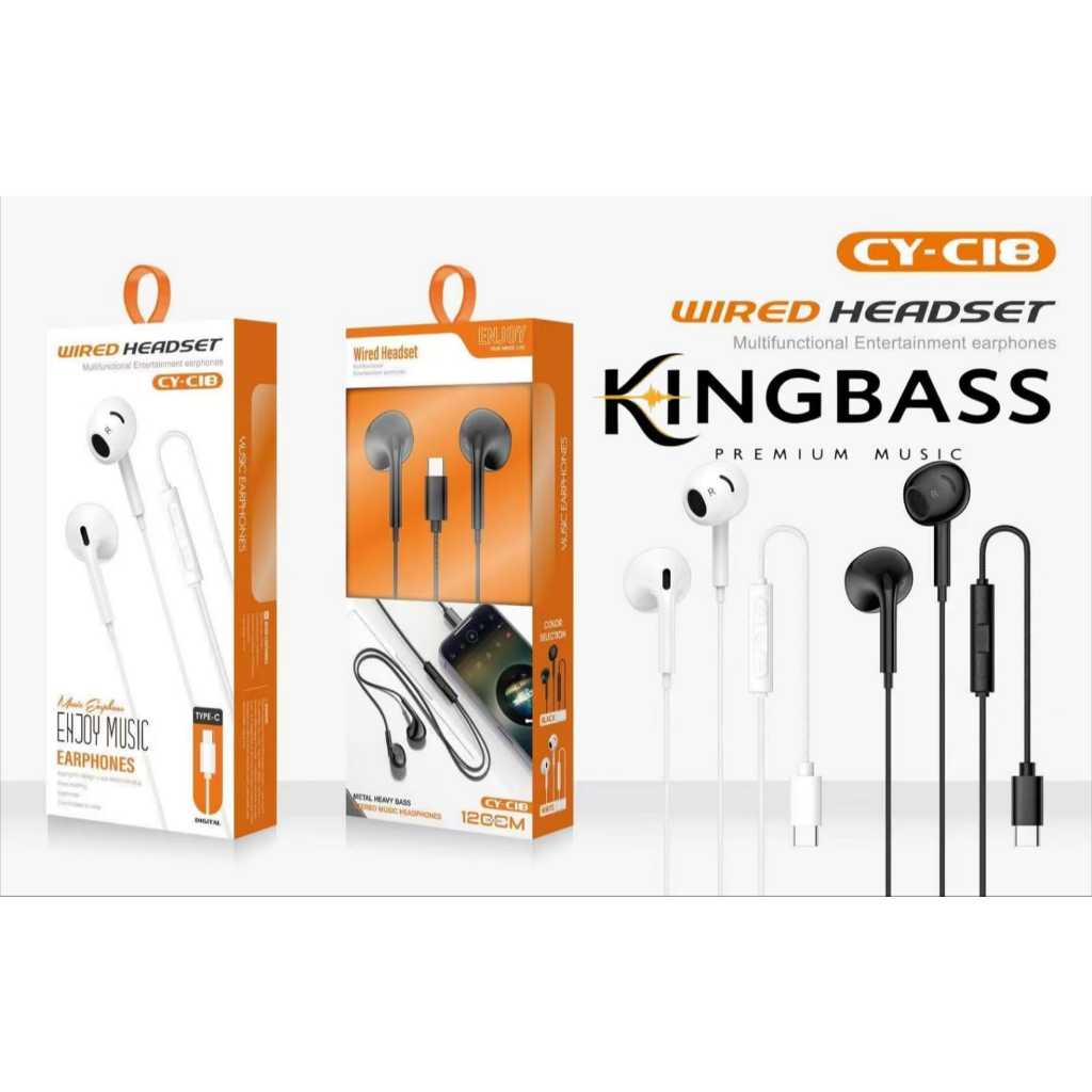 Jual Handsfree CY-C18 Wired Headset Kabel For Type C Earphone Music ...