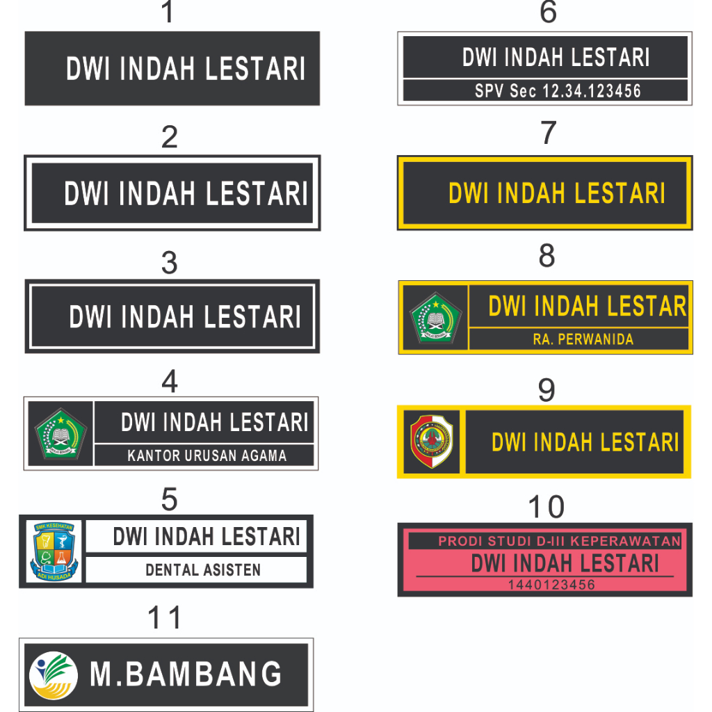 Jual NAME TAG PAPAN NAMA DADA CUSTOM PIN NAMA MAGNET / PENITI CUSTOM ...