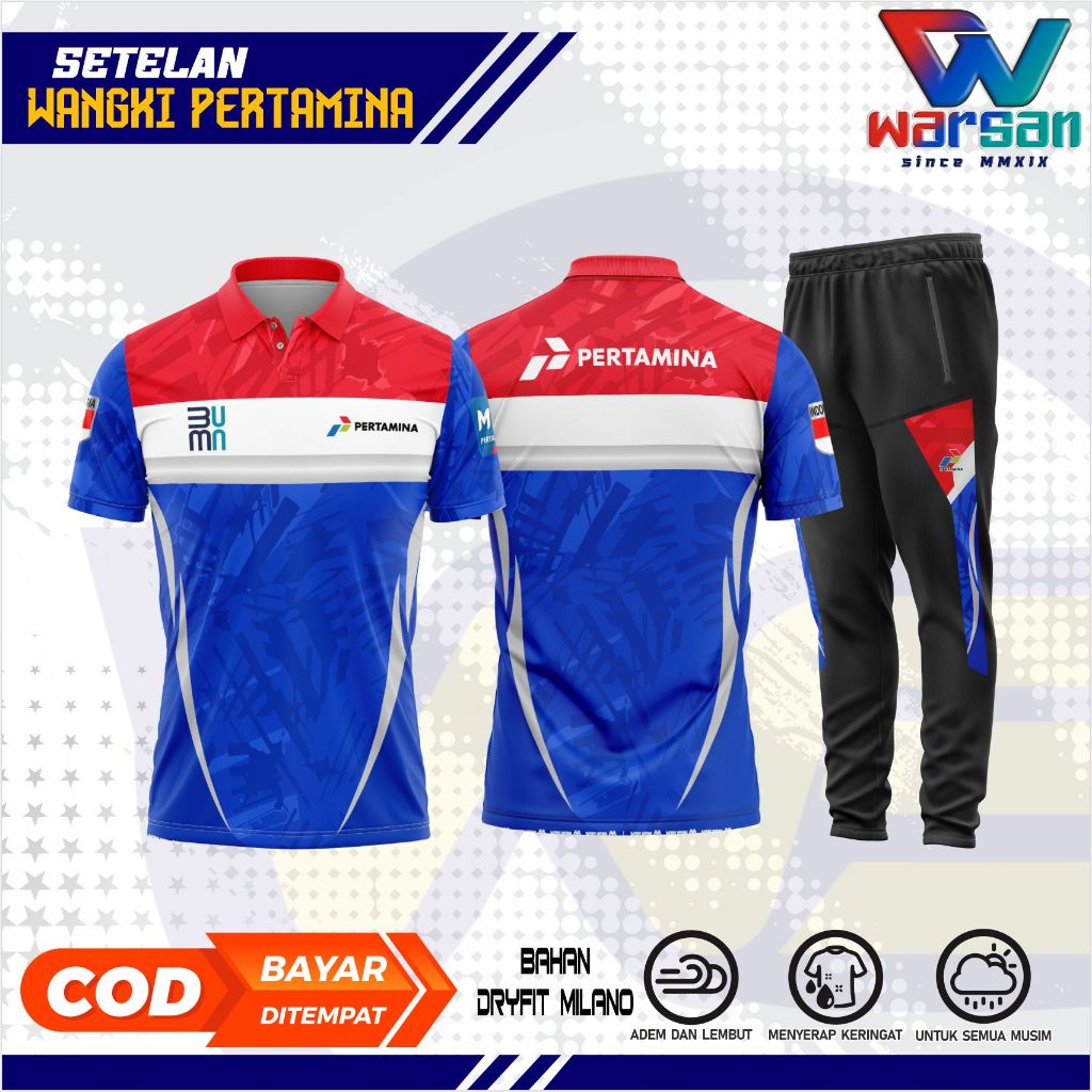 Jual SERAGAM OLAHRAGA PERTAMINA / SETELAN PERTAMINA / JERSEY WANGKI ...