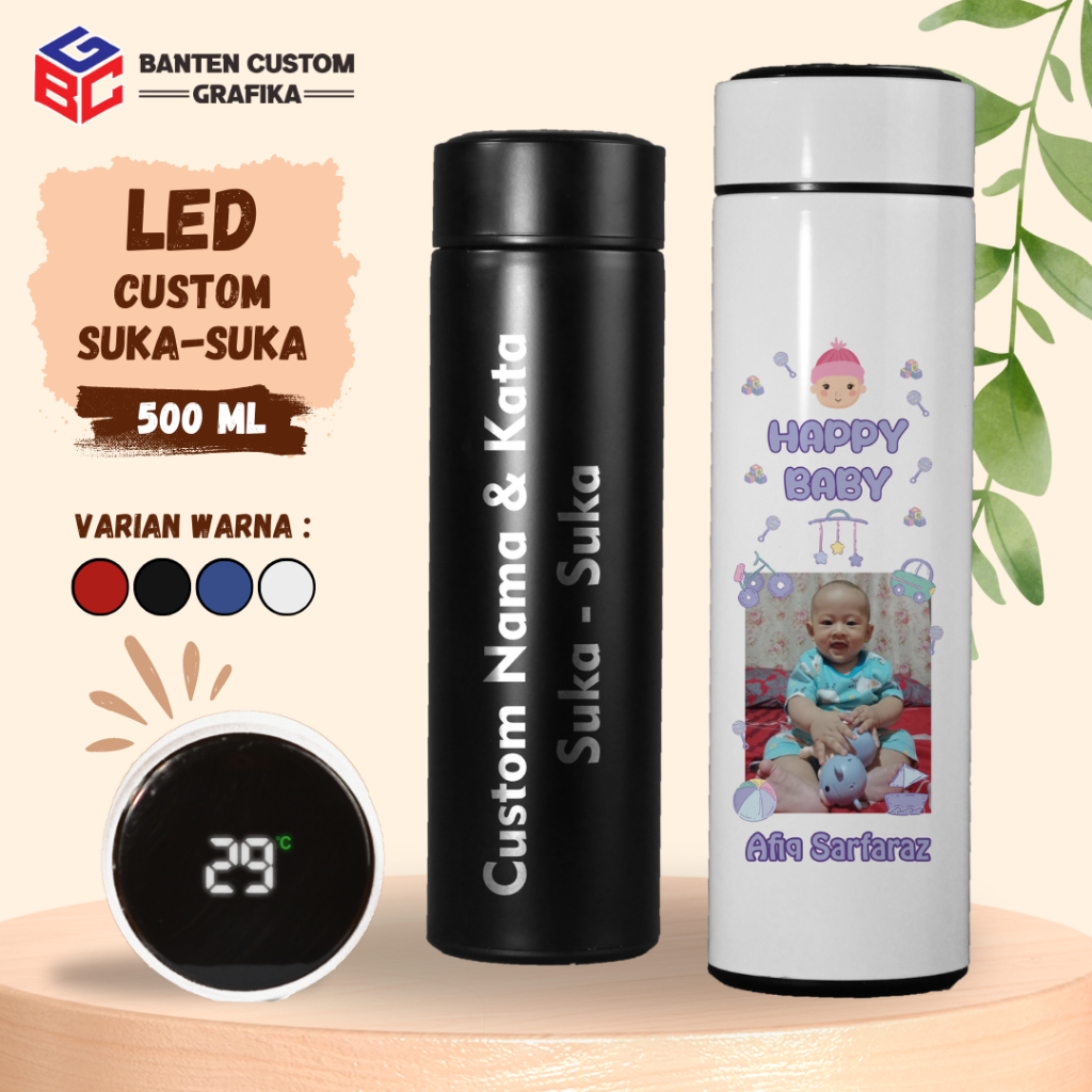 Jual 88banten Souvenir Tumbler Custom Desain Print Poto Tumbler LED ...
