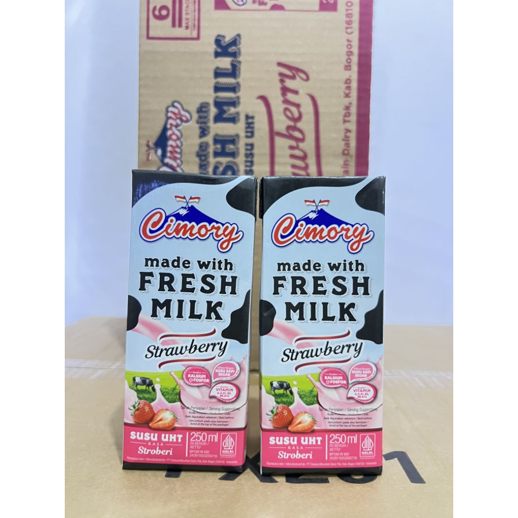 Jual SUSU UHT CIMORY STRAWBERRY 250ML HARGA PER PCS | Shopee Indonesia