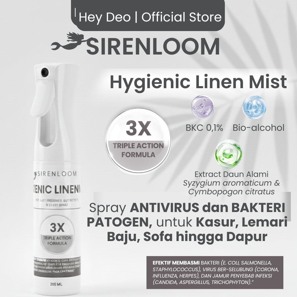 Jual Sirenloom Hygienic Linen Mist – Spray Anti Virus, Anti Bakteri ...