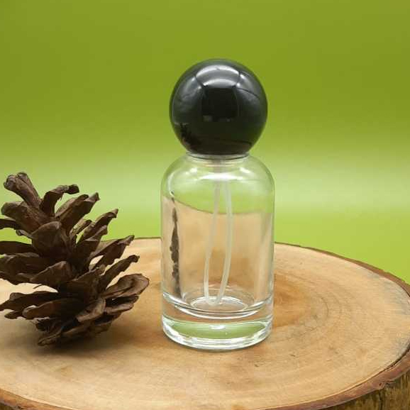 Jual BOTOL PARFUM 30ML BULAT BENING CLEAR SEMIPRESS - TUTUP BOLA HITAM ...