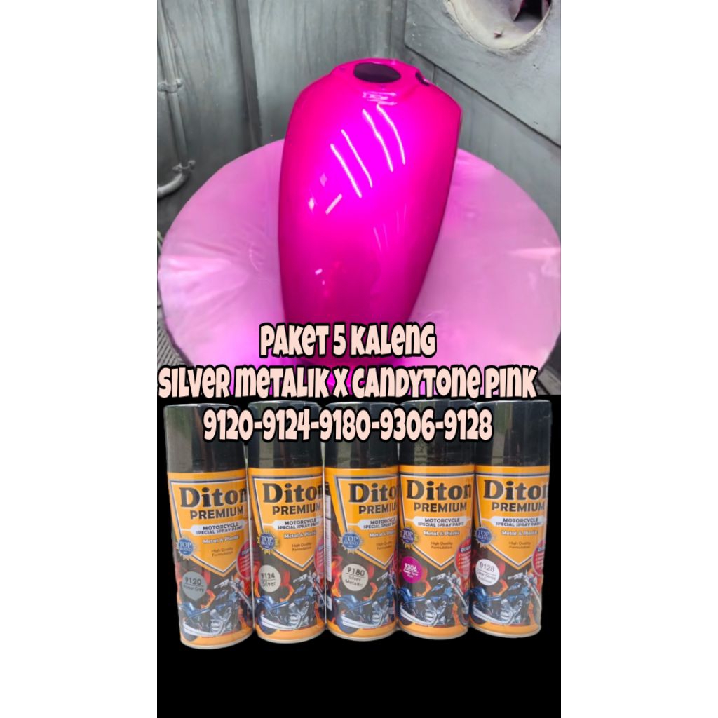 Jual PAKET 5 KALENG Pilox pylox Silver Metalik x Candytone Pink Diton ...