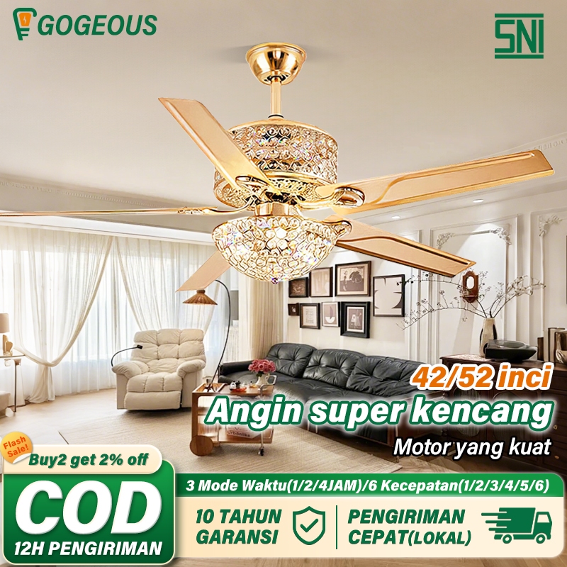 Jual COD Lampu kipas angin gantung plafon ruang tamu 2in1 Gaya retro 42 ...