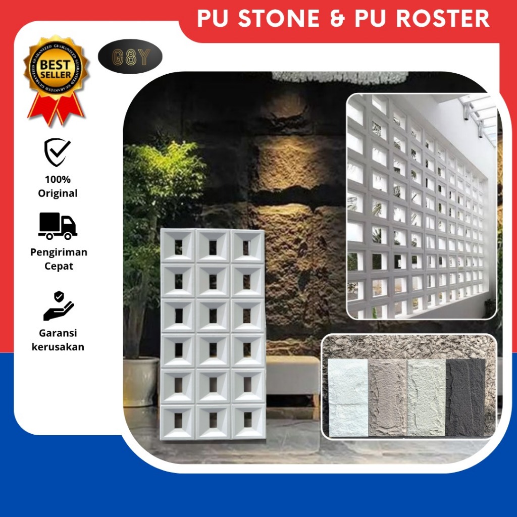 Jual PU Stone Panel Batu Alam 3D Dinding Estetik 60x120cm Desain ...