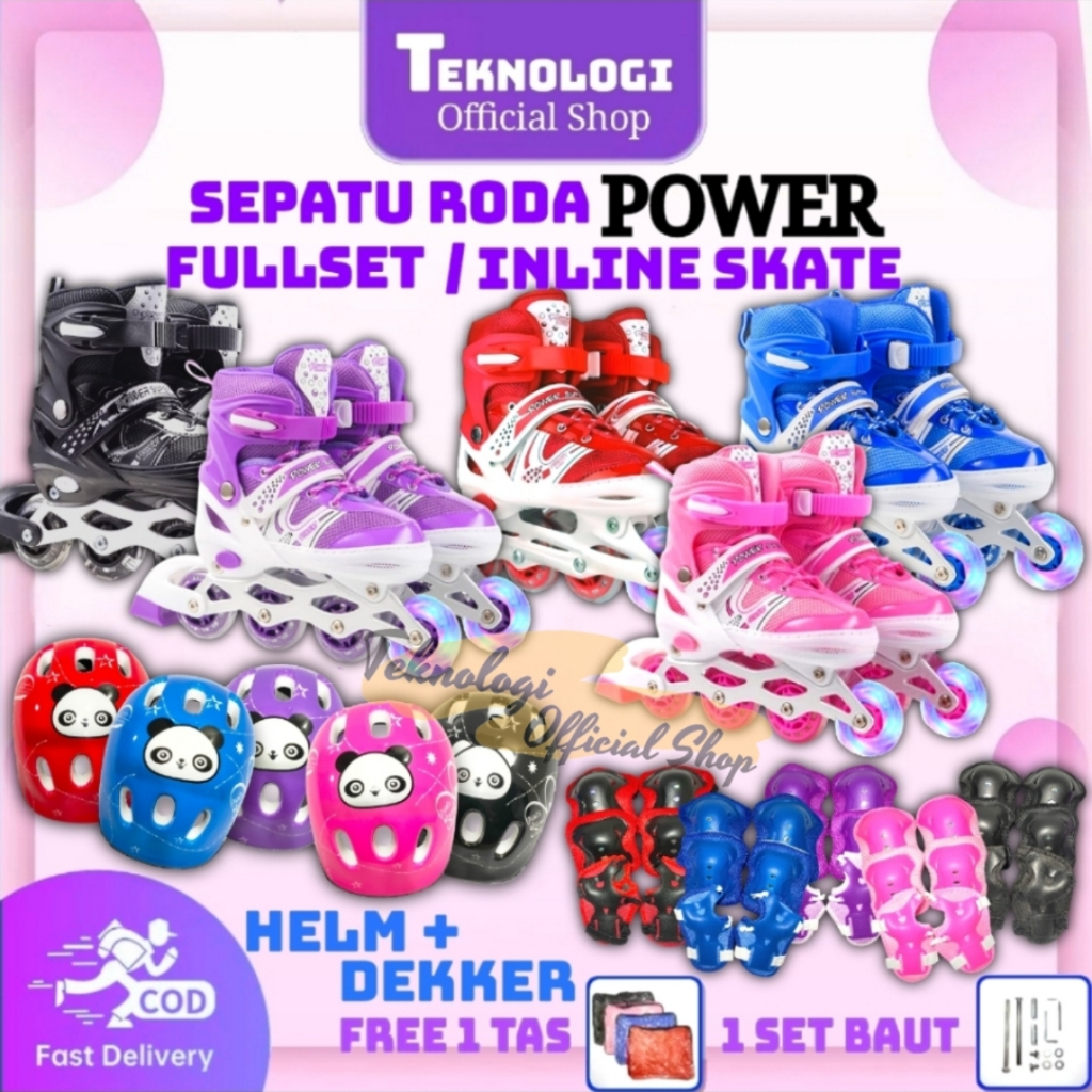 Jual TOS Sepatu Roda FULLSET Inline Skate POWER Roda Nyala/ Bisa Untuk ...