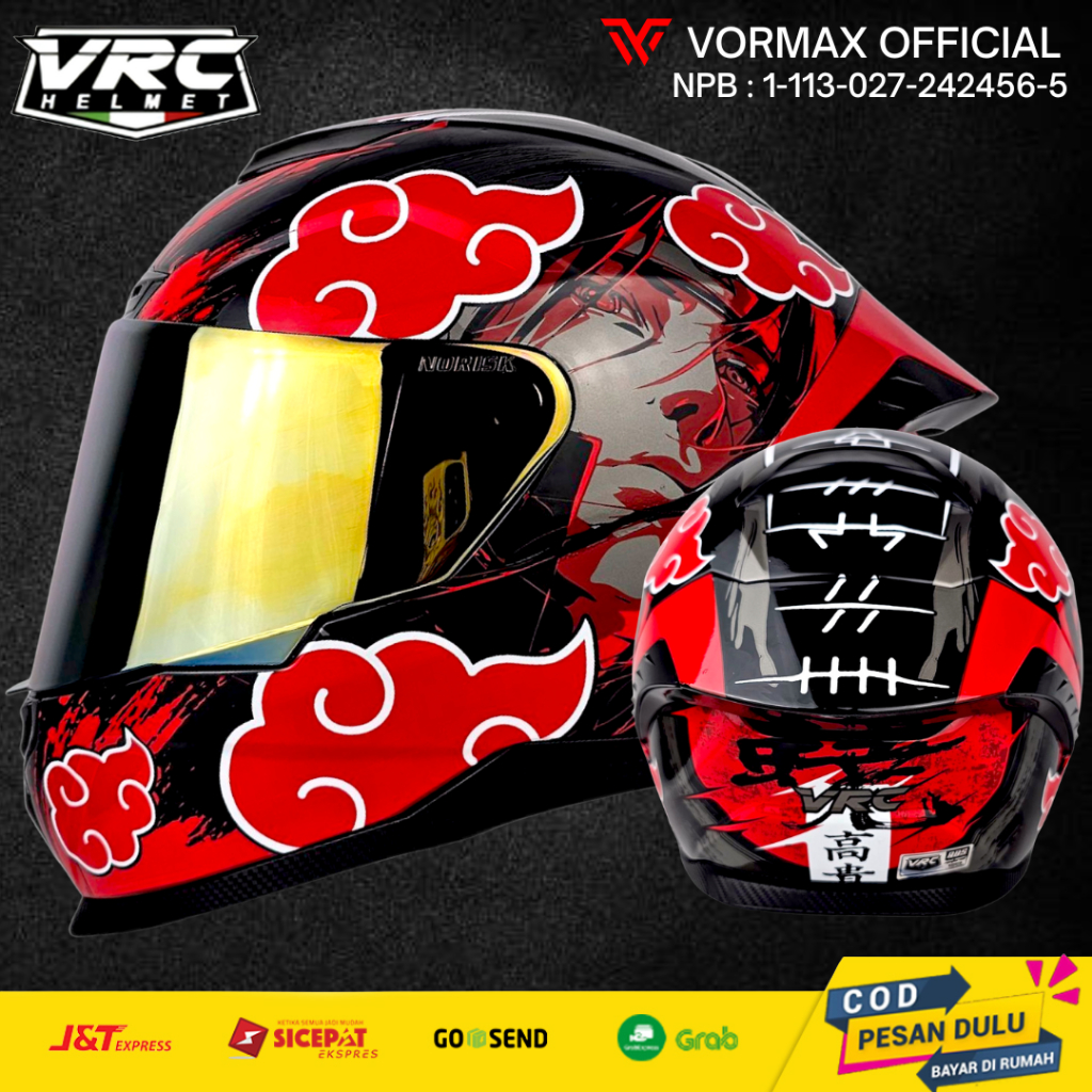 Jual HELM FULL FACE VRC AKATSUKI VISOR IRIDIUM GOLD SNI | Shopee Indonesia