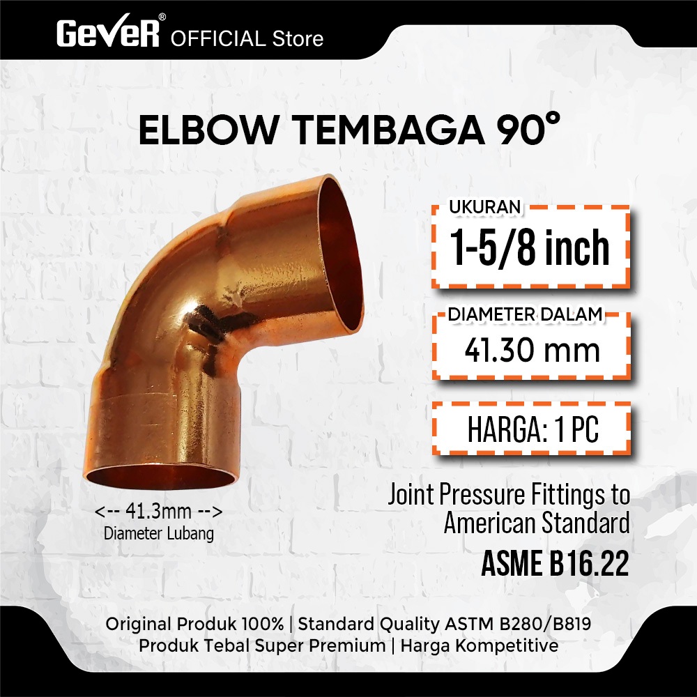 Jual ELBOW TEMBAGA 1.5/8 INCH 90 derajat / Fitting KNEE PIPA TEMBAGA ...
