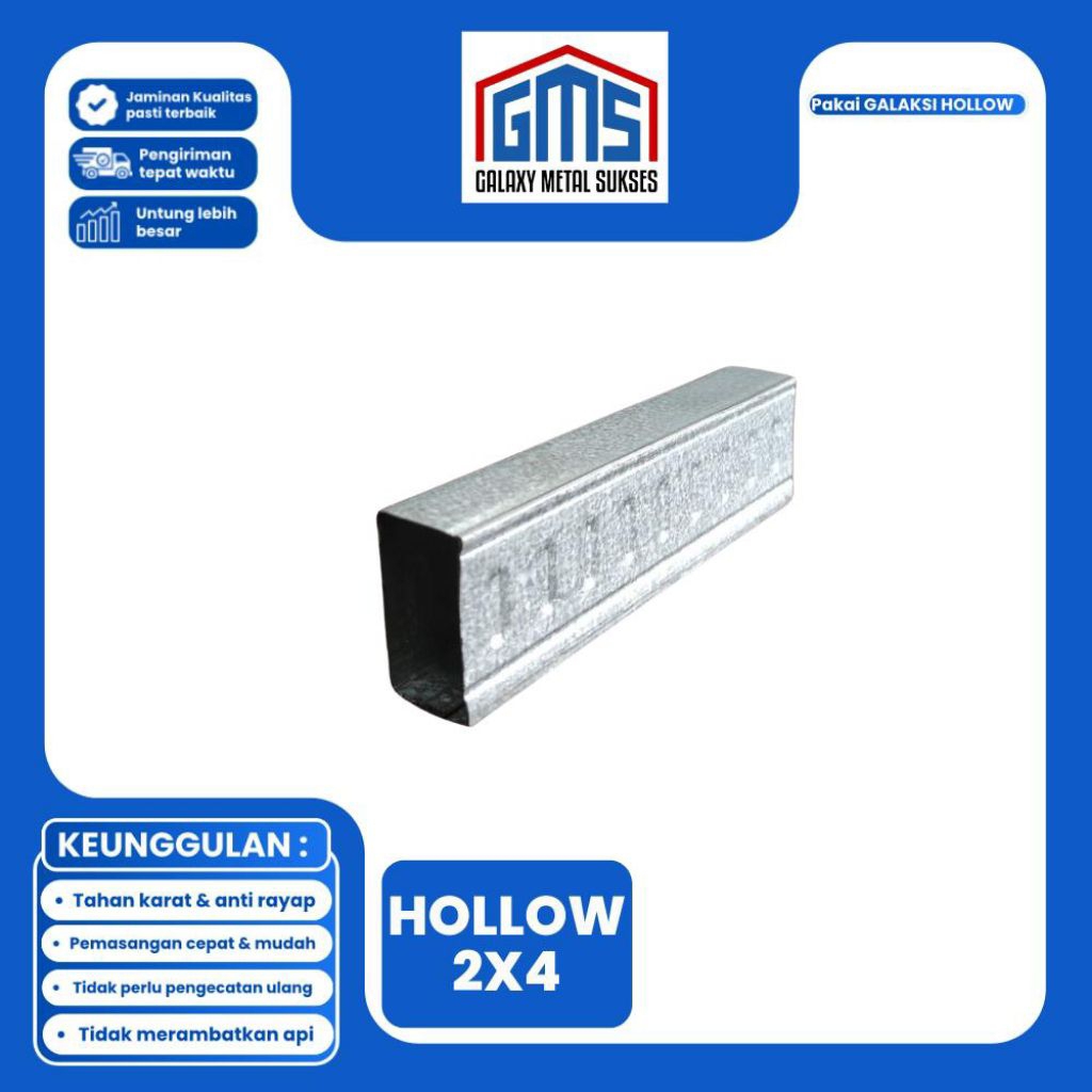 Jual Hollow Holo Galvalum 2x4 Baja Ringan Rangka Plafon dan Partisi ...