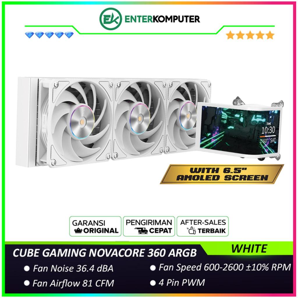 Jual CUBE GAMING NOVACORE 360 ARGB WHITE PERFORMANCE FAN Liquid Cooler - L-Shaped 6.5" AMOLED ...