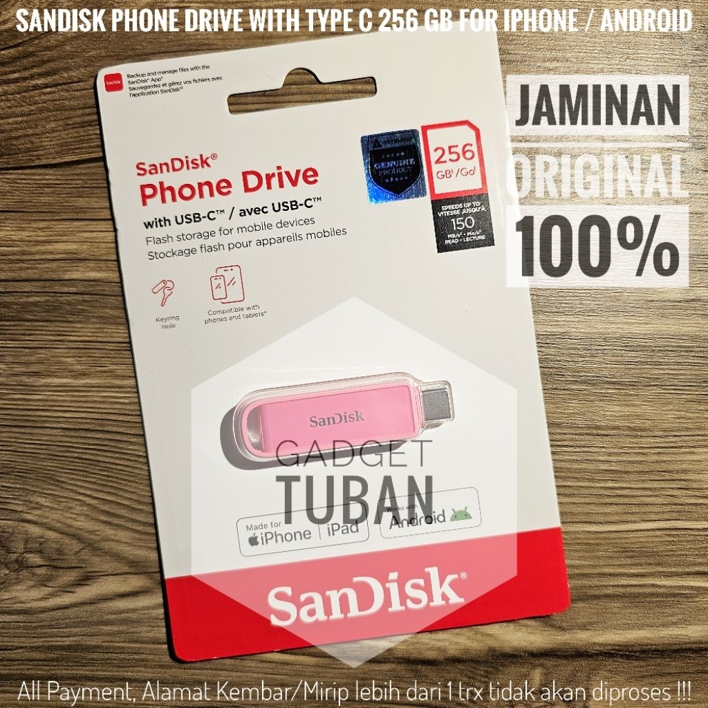 Jual Sandisk Phone Drive with Type C 256 GB for iPhone / Android ...