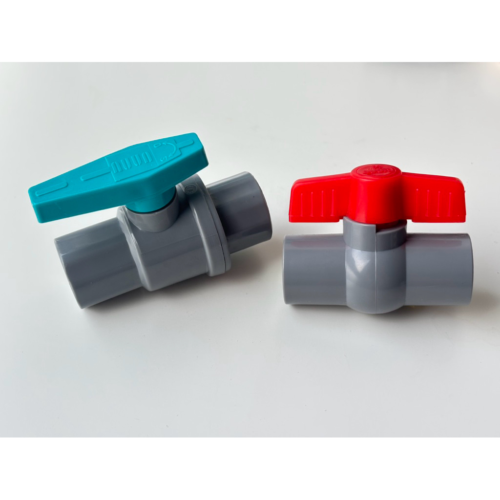 Jual STOP KRAN UNNU uPVC Ball Valve – PVBV01 (Merah) & PVBV02 (Biru ...