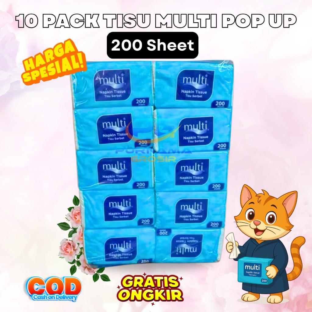 Jual Tisu Multi 10 Pack Tissue Pop Up 200 sheet Napkin | Shopee Indonesia