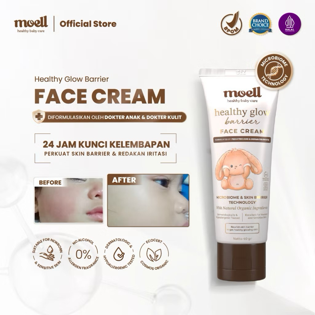 Jual Moell Face Cream Healthy Glow Pelembab Wajah Anak dan Bayi - Moell ...