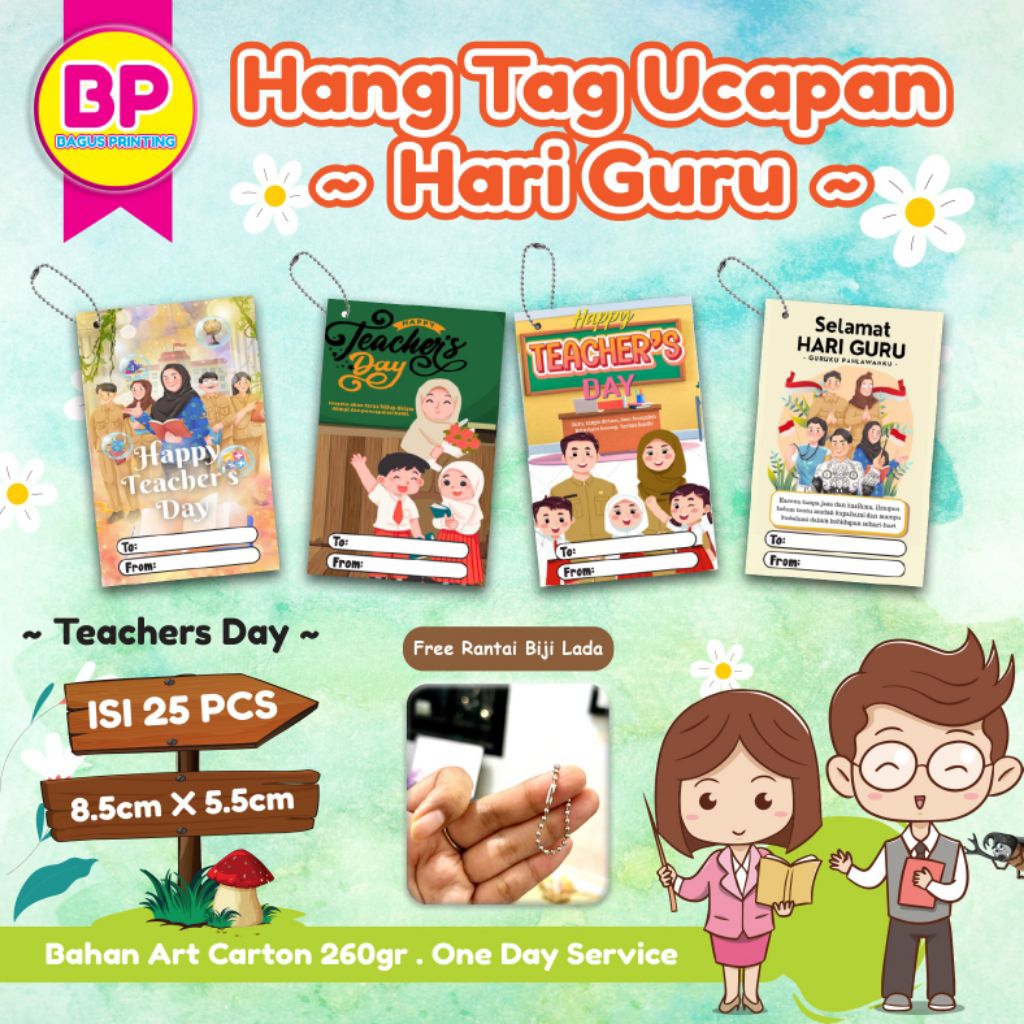Jual Isi 25 Pcs HANG TAG SELAMAT HARI GURU NASIONAL / Kartu Stiker ...
