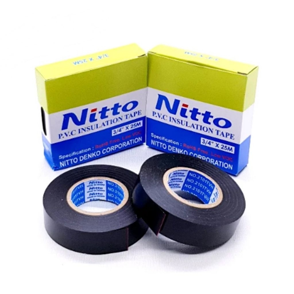 Jual 1 Roll Isolasi Kabel Hitam P.V.C Insulation Tape NITTO 25 Meter ...