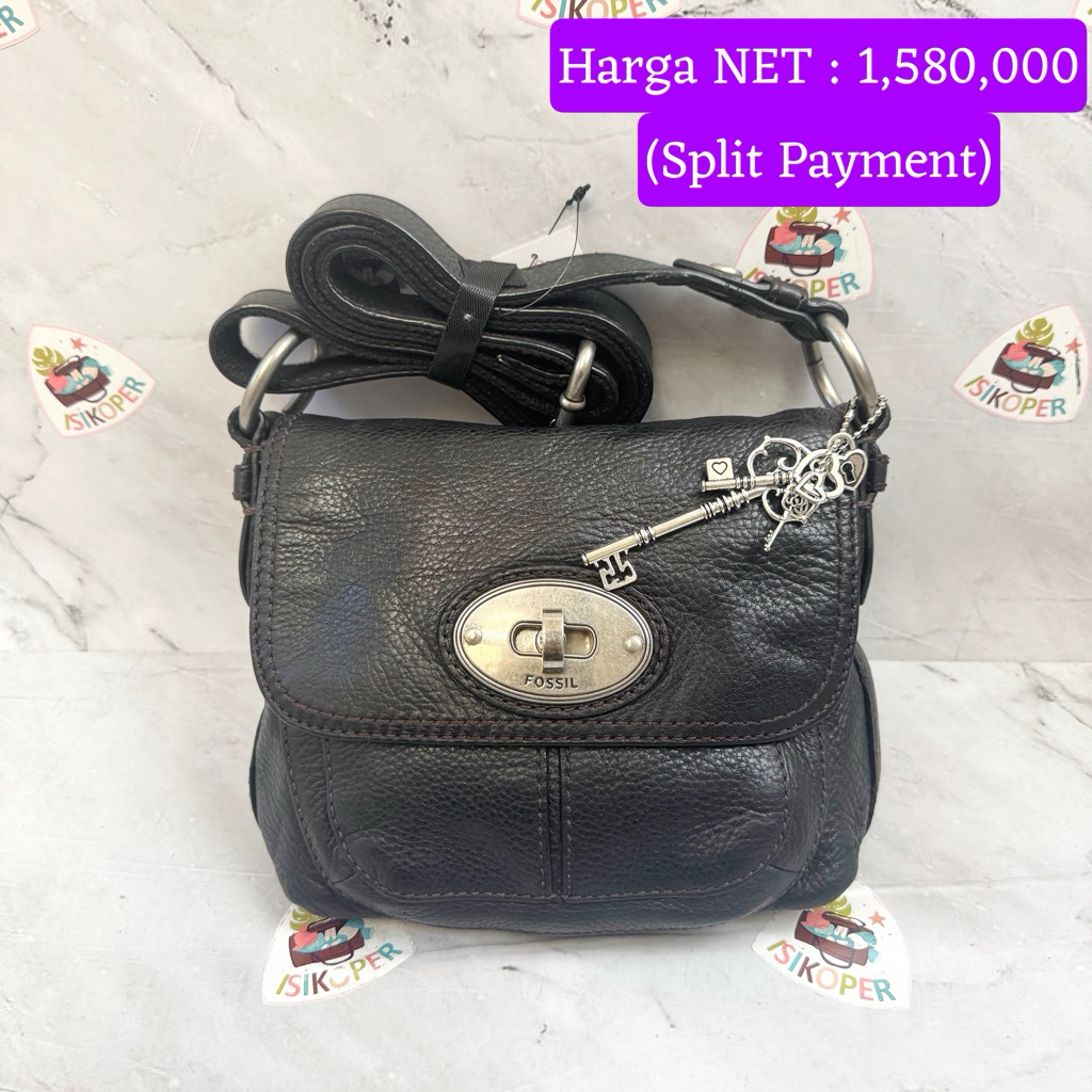 Jual 291 NET-Preloved Fossil Maddox Small Turnlock Hitam Twist Lock ...