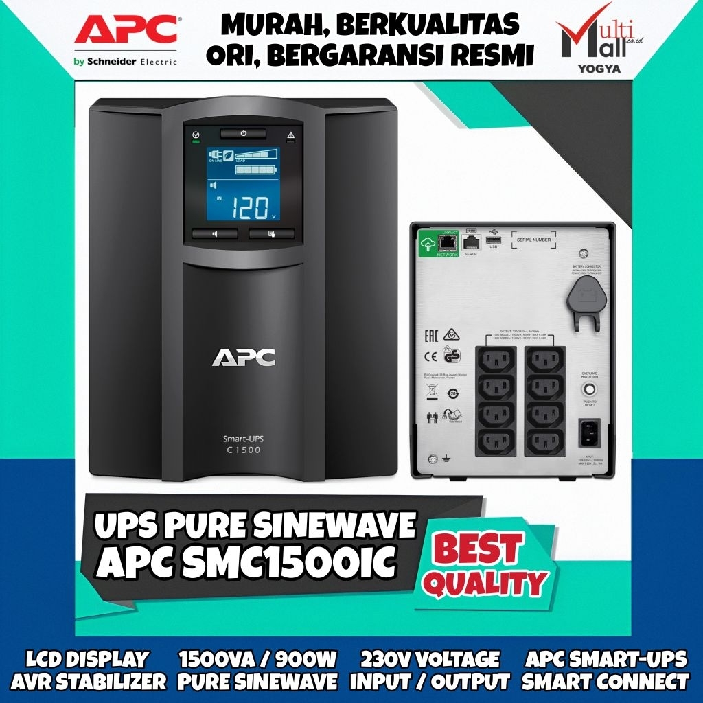 Jual APC Smart-UPS Pure Sinewave SMC1500IC 1500VA LCD Display AVR Stabilizer SmartConnect USB ...