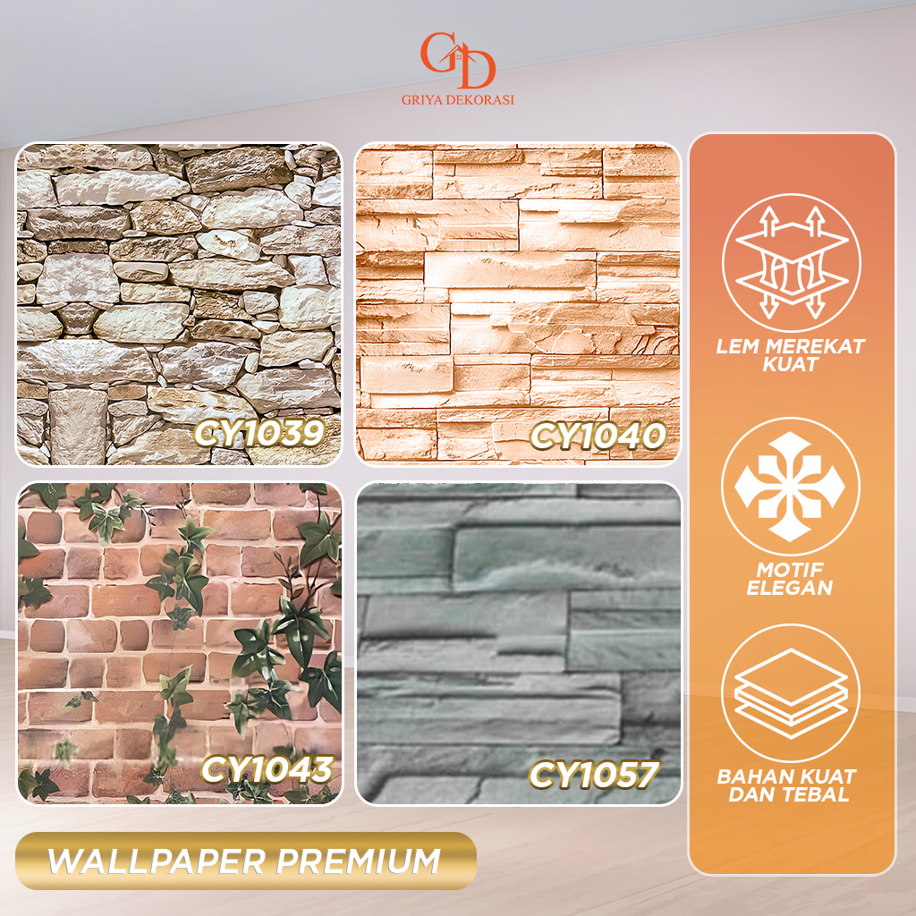Jual Wallpaper Stiker Dinding Motif Batu Bata Coklat CY 45cm x 8m ...