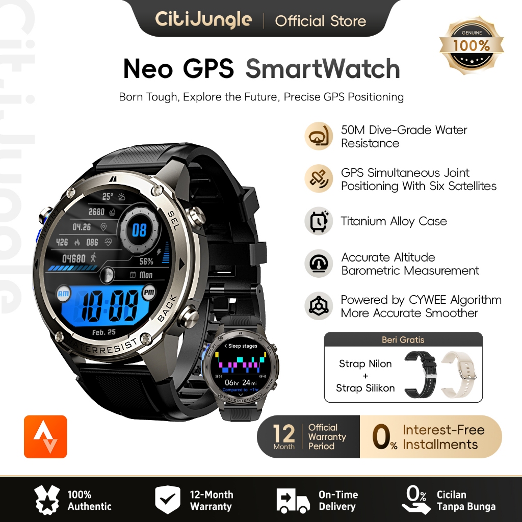 Jual [Gratis 2 Hadiah] CitiJungle DM56 Smartwatch GPS | Layar AMOLED 1. ...