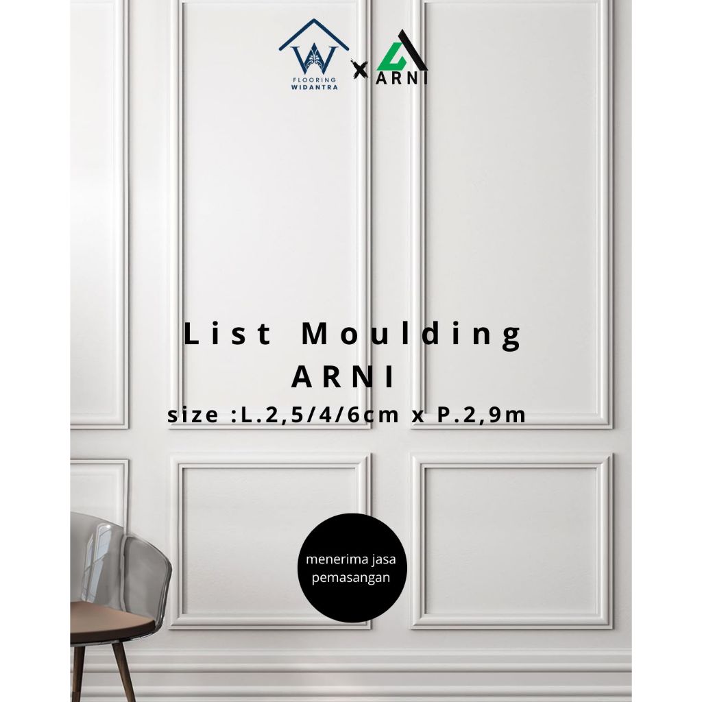 Jual List Moulding PVC Wall Moulding PVC ARNI Lebar 2,5/4/6cm | Shopee ...