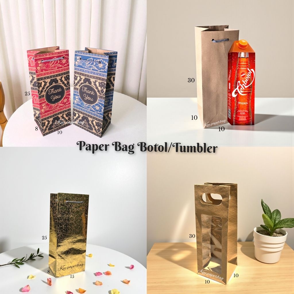 Jual ISI 12 (1 Lusin) Paper Bag Botol Uk 10x8x25 | Shopee Indonesia