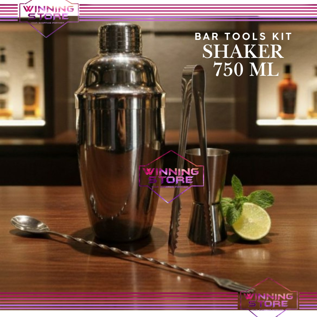 Jual Botol Shaker Bartender 750ml Paket Mixer Lengkap Jigger Long Bar ...