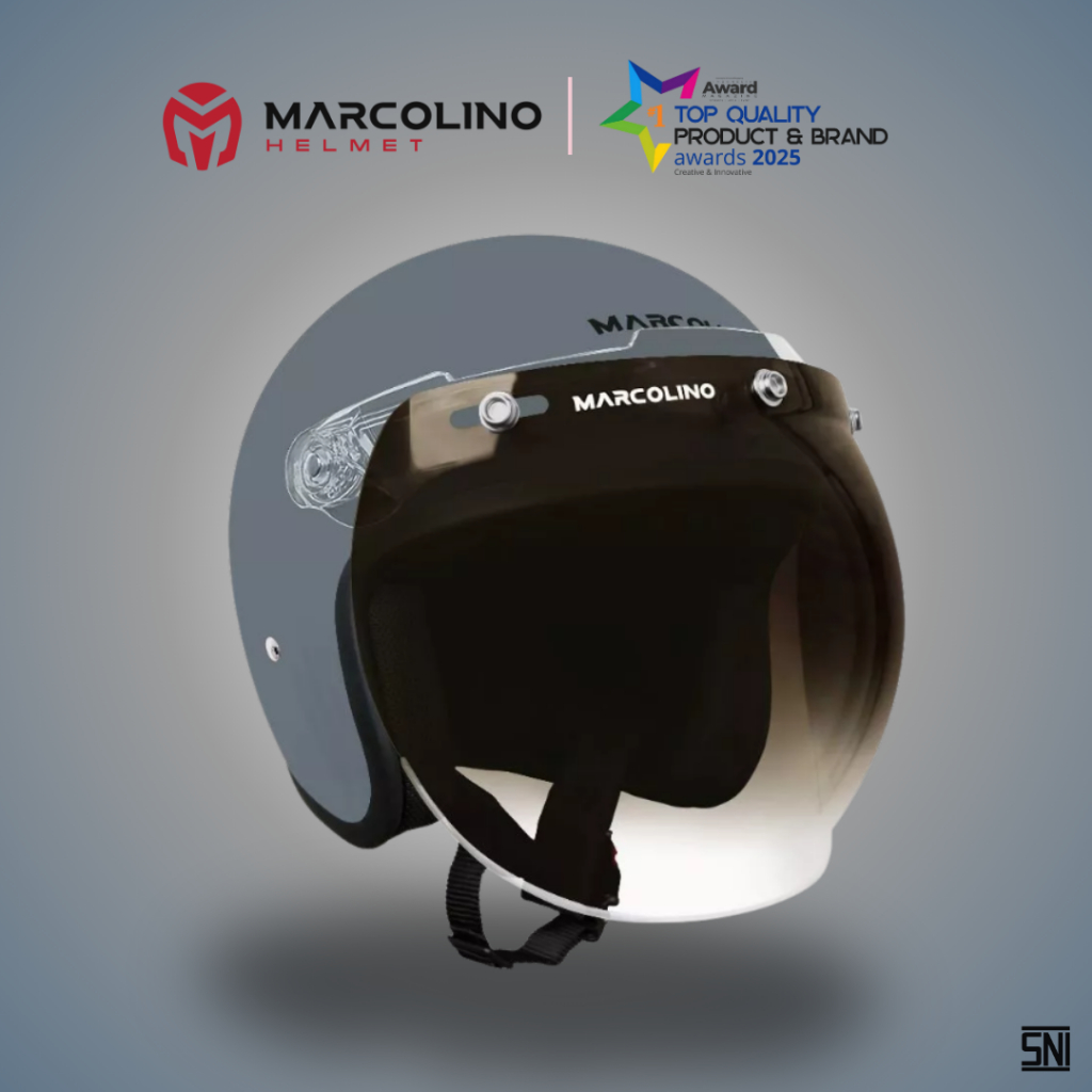 Jual [ Marine Grey Glossy With Visor ] Marcolino Helmet Glossy Edition ...