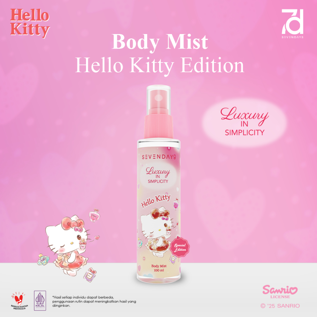 Jual Seven Days Body Mist Pink Edisi Hello Kitty (7DBM KT) | H | Shopee ...