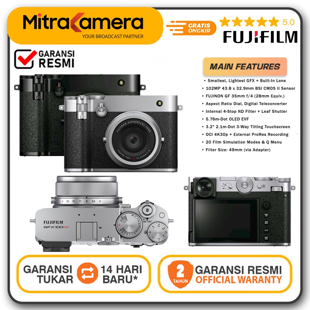 Jual Fujifilm GFX100RF Medium Format Pocket Camera Fuji GFX 100 RF ...