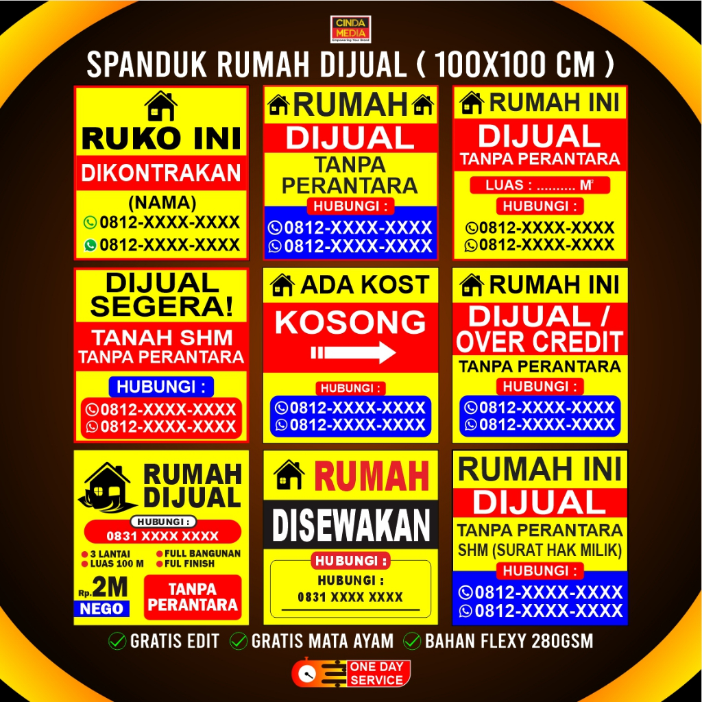 Jual CETAK SPANDUK RUMAH DIJUAL / RUMAH DIKONTRAKKAN / ADA KOST KOSONG ...