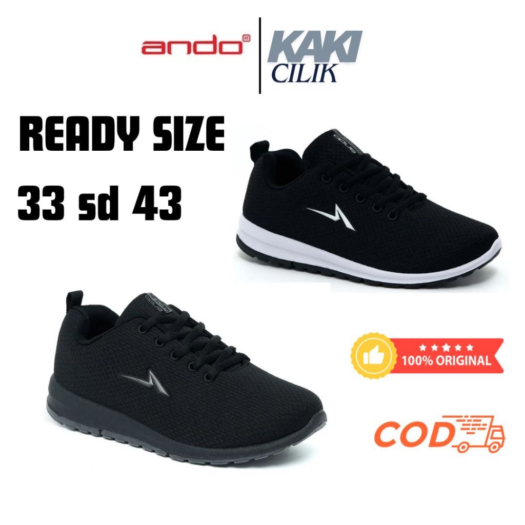 Jual Sepatu Sekolah Ando Tali Pria Dan Wanita Size 32 - 43 Sneakers SD ...