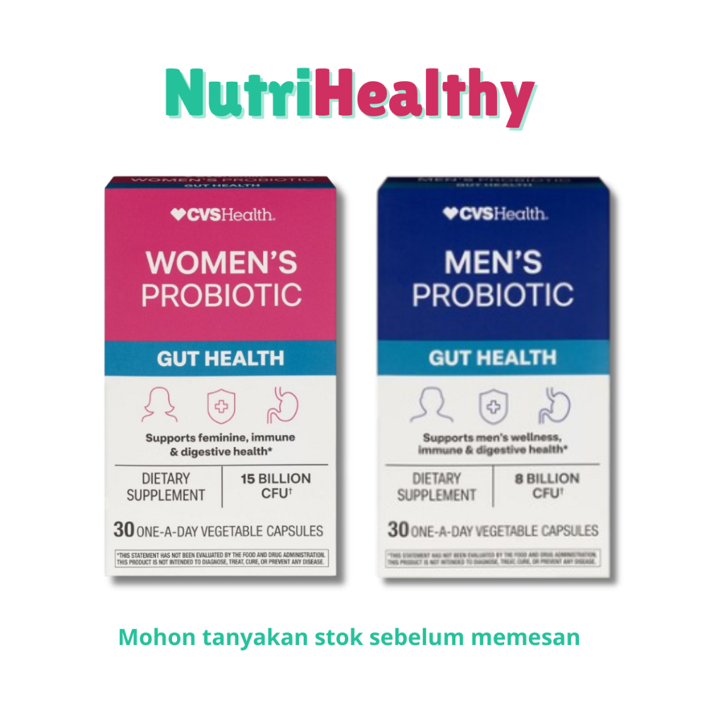 Jual CVS Health Probiotic Gut Health 30 Vegcaps for Men (8B CFU) and ...