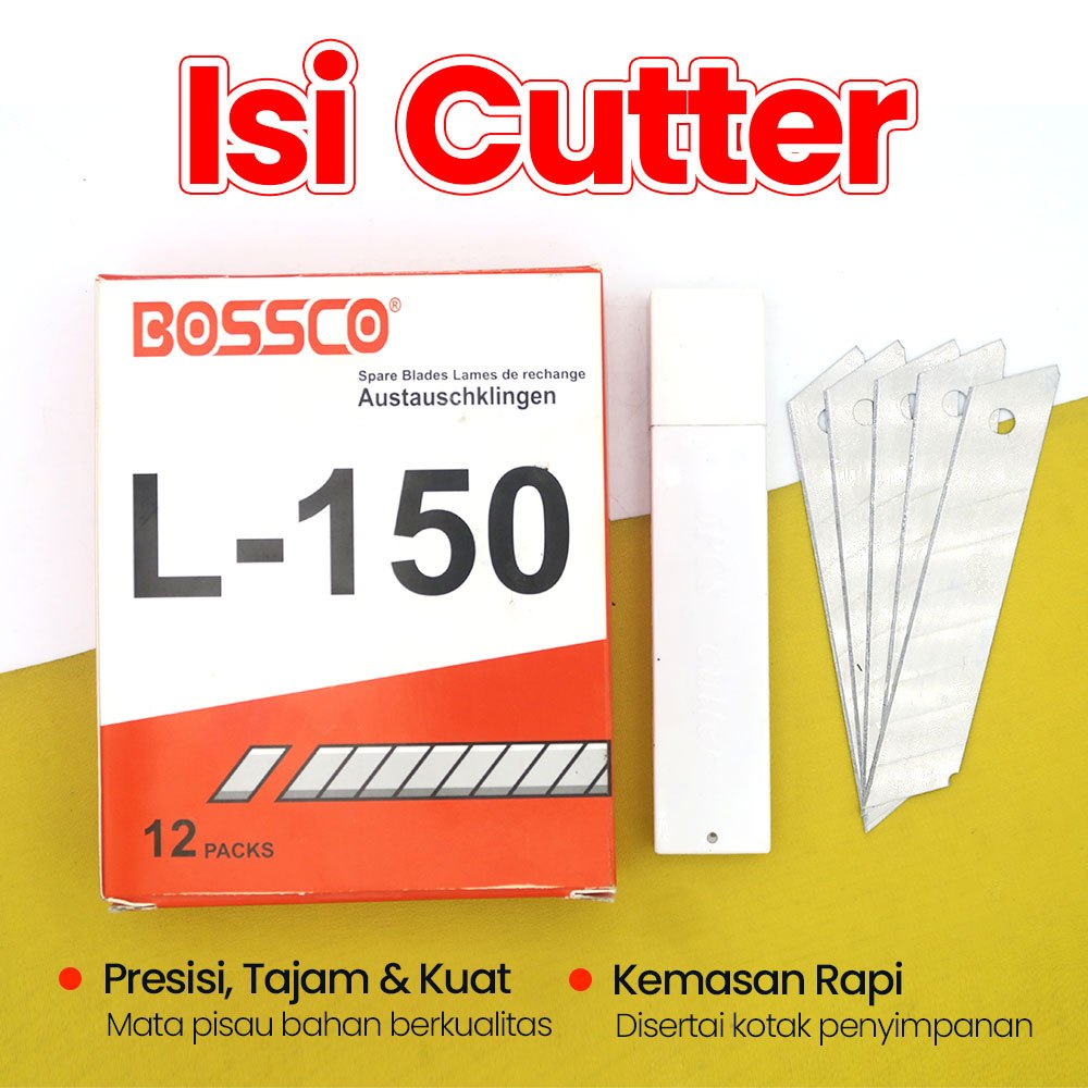 Jual [Grosir] 60 PCS Isi Cutter Besar / (ISI CUTTER BESAR) BOSSCO L-150 ...