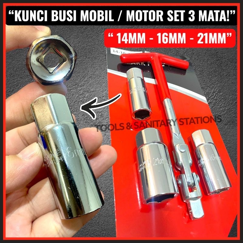 Jual Kunci Busi 3 Mata Fleksibel 14mm 16mm 21mm / Kunci Busi 2 Mata ...