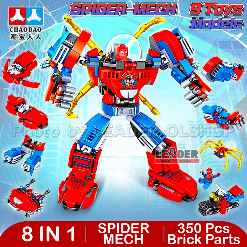 Jual SPIDER MECH BRICK SPIDERMAN ROBOT 8 IN 1 KENDARAAN SUPERHERO ...