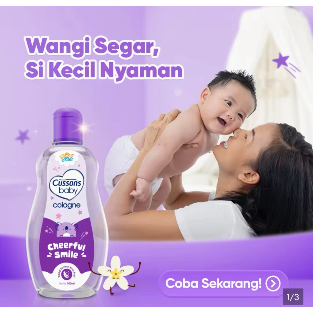 Jual Cussons Baby Cologne Cheerful Smile 100ml (ungu) | Shopee Indonesia
