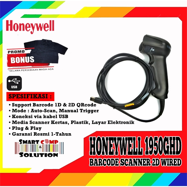 Jual Barcode Scanner Honeywell 1950 / 1950G / 1950GHD Wired USB 2D QR ...