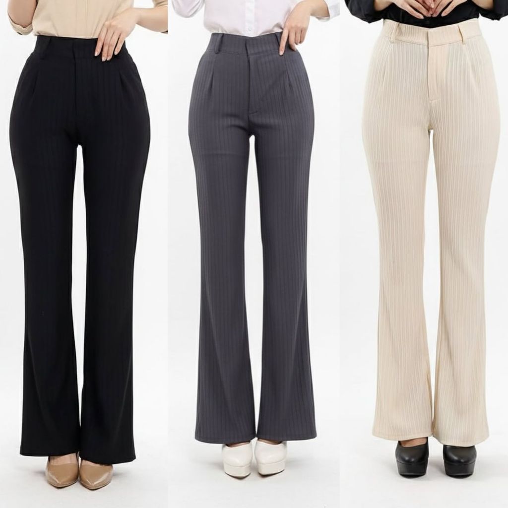 Jual AES FASHION - Celana Wanita Cutbray Knit Premium Highwaist Long ...