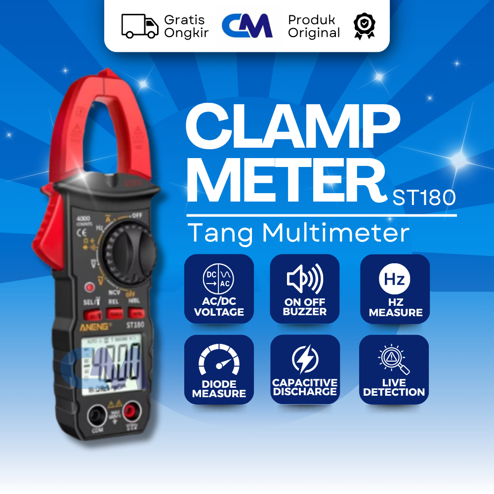 Jual ST180 Digital Clamp Meter Tang Ampere Kabel Multitester Ukur Arus ...
